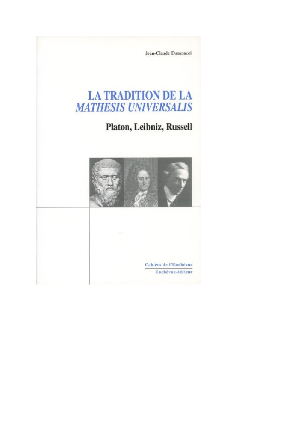 (DOC) La tradition de la Mathesis Universalis