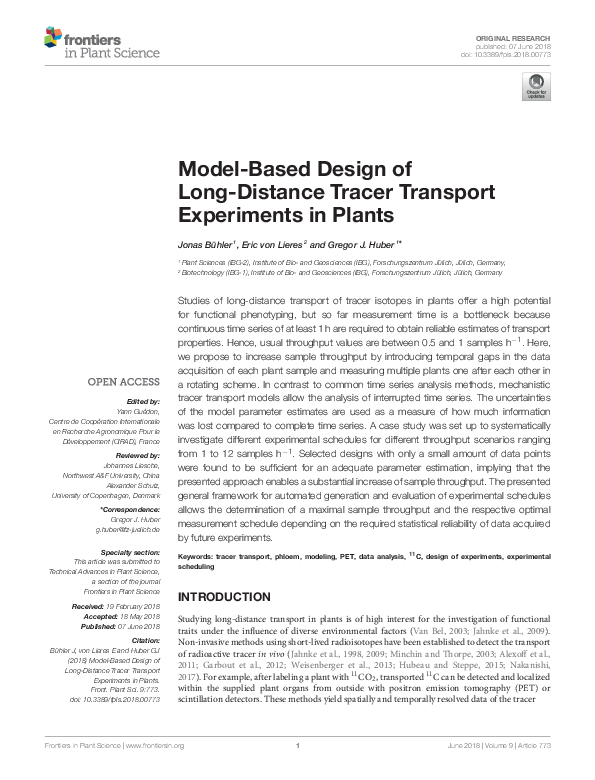 Pdf Model Based Design Of Long Distance Tracer Transport Experiments
