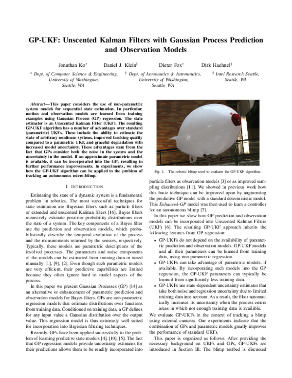Pdf Gp Ukf Unscented Kalman Filters With Gaussian Process Prediction