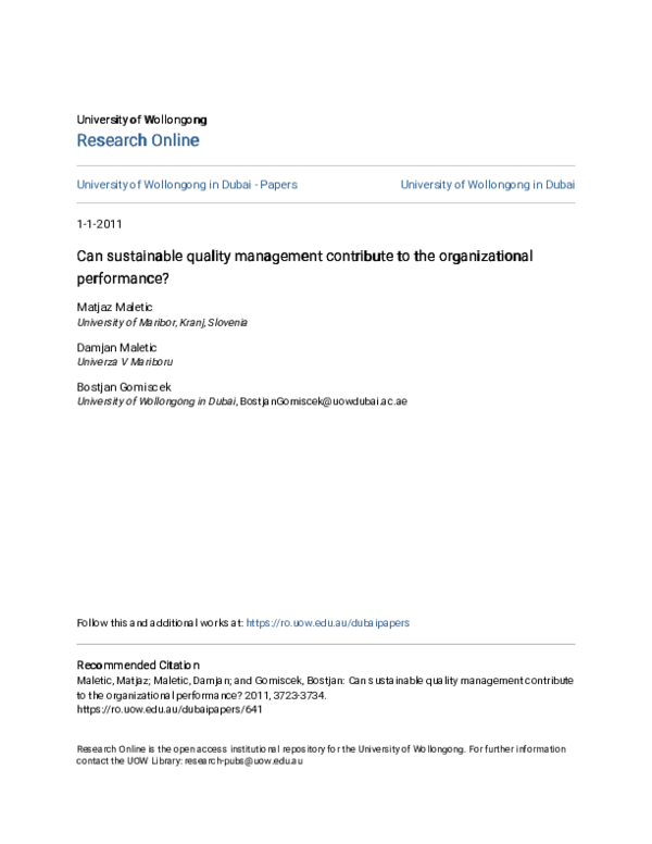 (PDF) Can sustainable quality management contribute to the ...