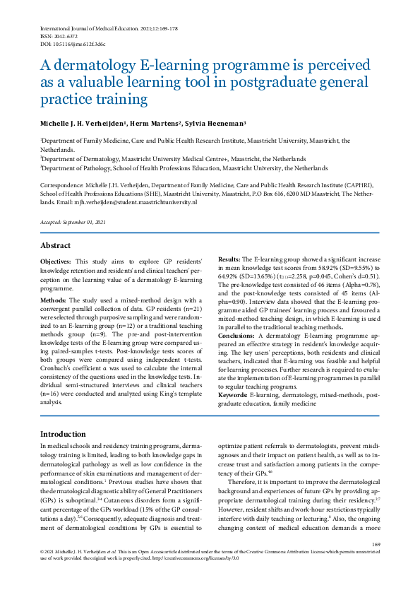 (PDF) A dermatology E-learning programme is perceived as a valuable ...