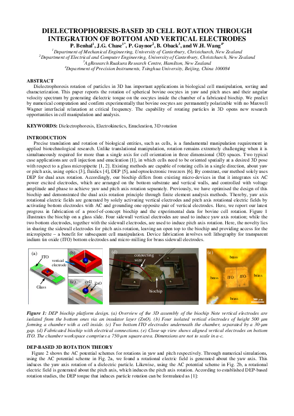 (PDF) Dielectrophoresis-based 3D cell rotation through integration of ...