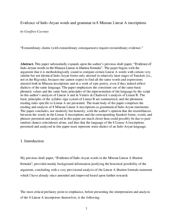 (PDF) Evidence of Indo-Aryan words and grammar in 8 Minoan Linear A ...