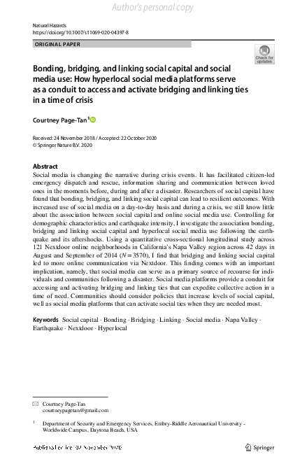 (PDF) Bonding, bridging, and linking social capital and social media ...
