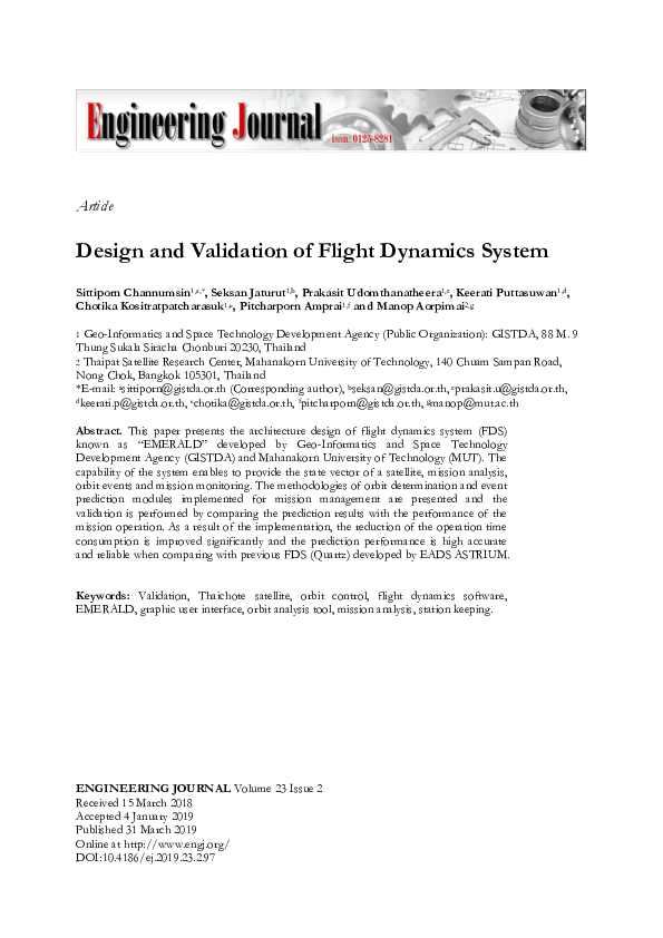 Pdf Design And Validation Of Flight Dynamics System