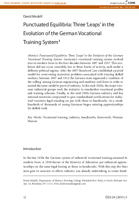 (PDF) Punctuated Equilibria: Three ‘Leaps’ in the Evolution of the German Vocational Training System