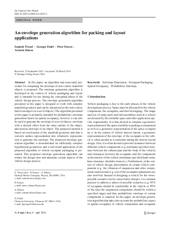 Pdf An Envelope Generation Algorithm For Packing And Layout Applications