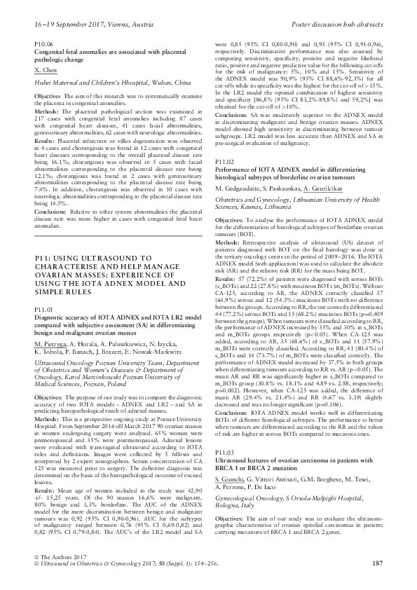 (PDF) P11.02: Performance of IOTA ADNEX model in differentiating ...