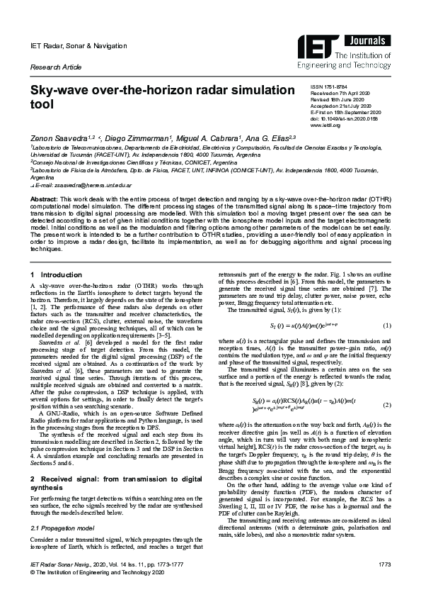 (PDF) Sky‐wave over‐the‐horizon radar simulation tool