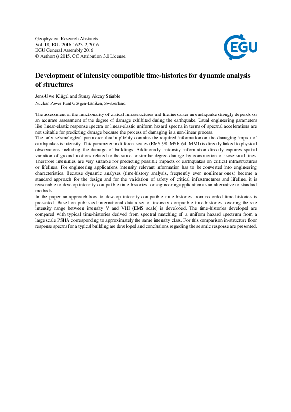(PDF) Development of intensity compatible time-histories for dynamic ...