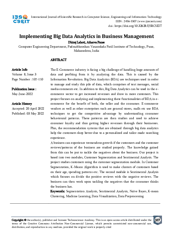 (PDF) Implementing Big Data Analytics in Business Management