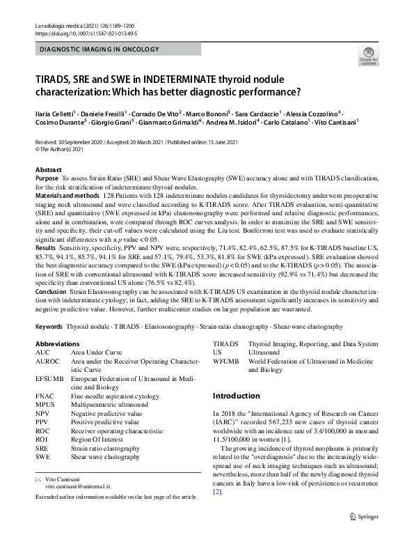 (PDF) TIRADS, SRE and SWE in INDETERMINATE thyroid nodule ...