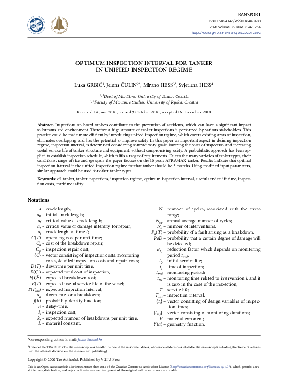 (PDF) Optimum Inspection Interval for Tanker in Unified Inspection Regime
