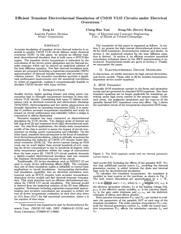 (PDF) Efficient transient electrothermal simulation of CMOS VLSI circuits under electrical ...