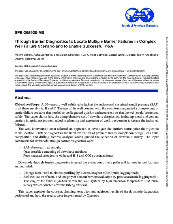 (PDF) SPE-205938-MS Through Barrier Diagnostics to Locate Multiple ...