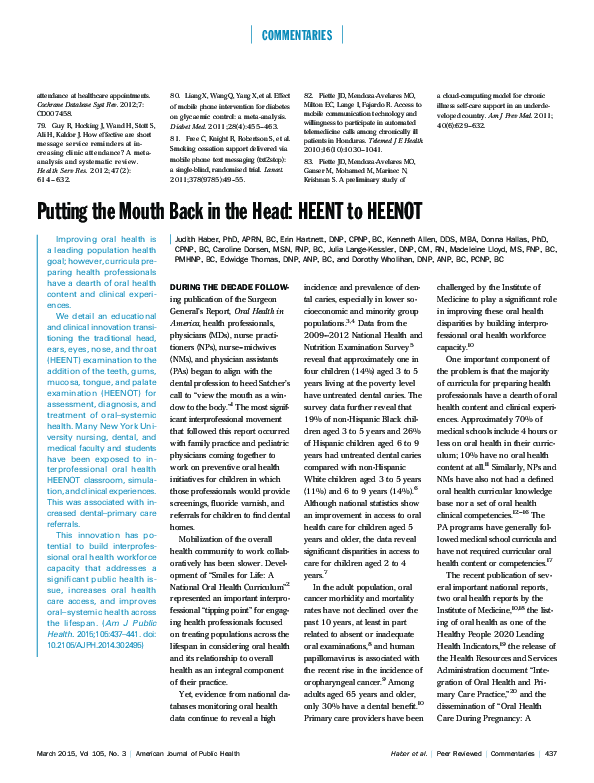 (PDF) Putting the Mouth Back in the Head: HEENT to HEENOT