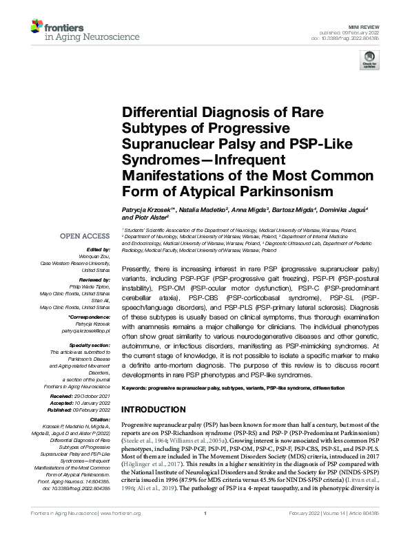 (PDF) Differential Diagnosis of Rare Subtypes of Progressive ...