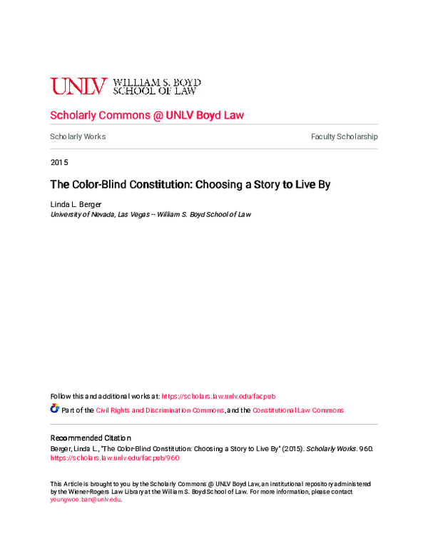 (PDF) The Color-Blind Constitution: Choosing a Story to Live By