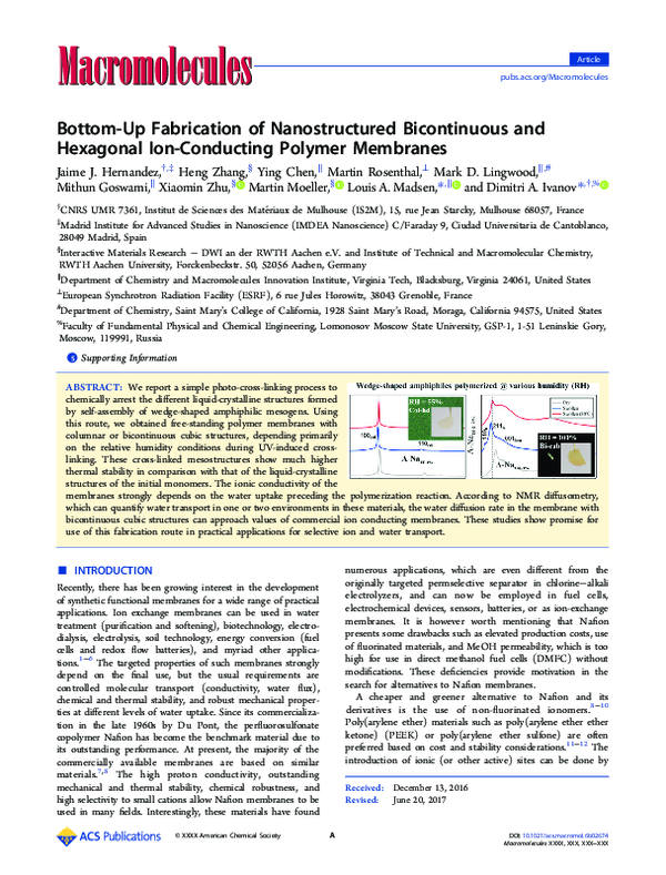 (PDF) Bottom-Up Fabrication of Nanostructured Bicontinuous and ...