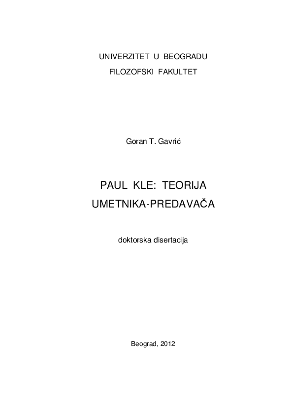 (PDF) Paul Klee: artist-teacher theory