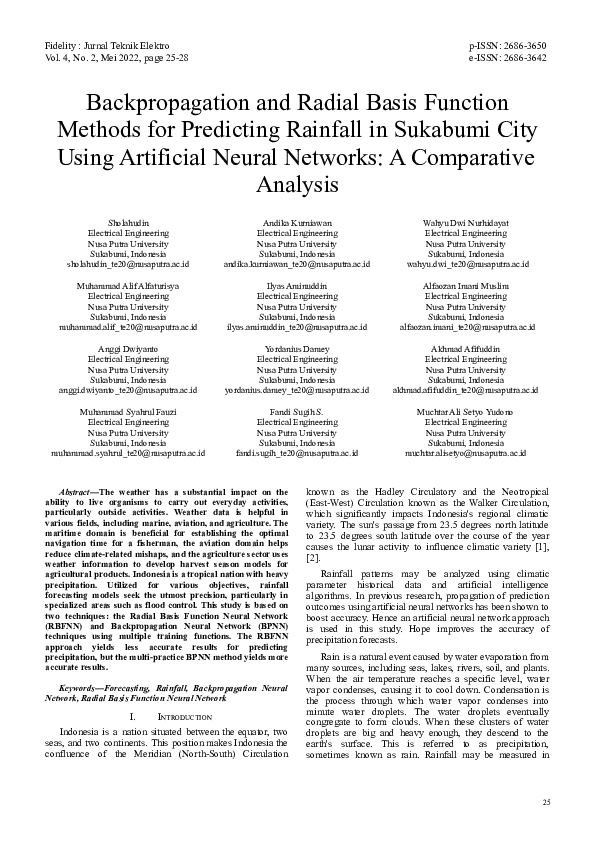 Pdf Backpropagation And Radial Basis Function Methods For Predicting