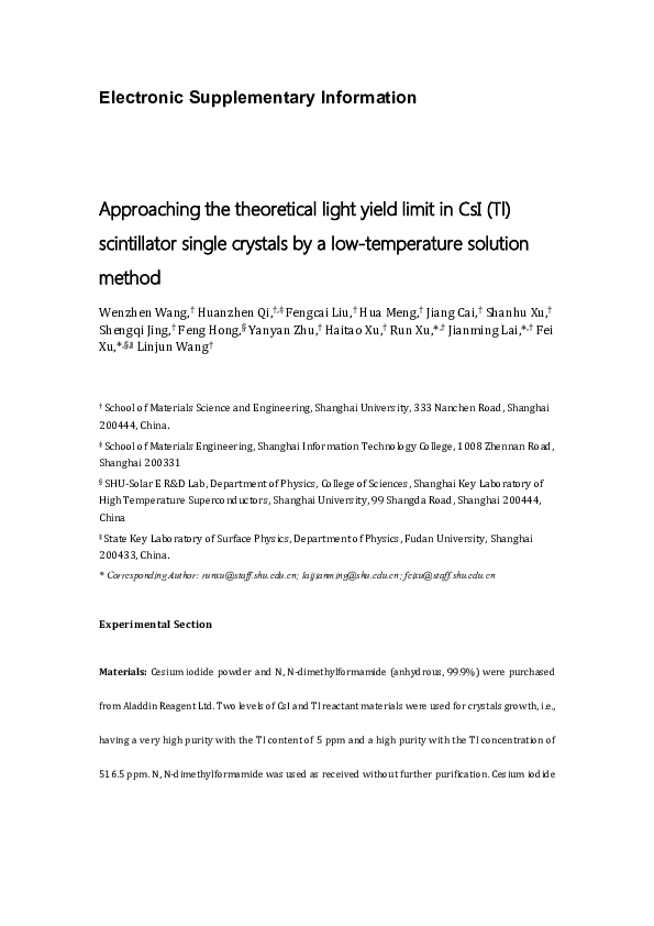(PDF) Approaching the Theoretical Light Yield Limit in CsI (Tl ...