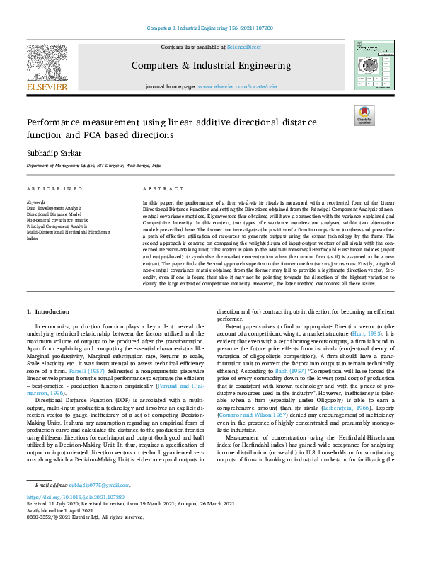 (PDF) Performance measurement using linear additive directional ...