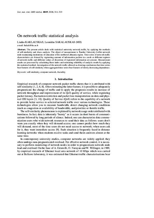 (PDF) On network traffic statistical analysis