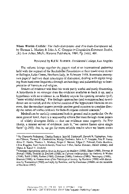 (PDF) When Worlds Collide: The Indo-Europeans and Pre-Indo-Europeans ed ...