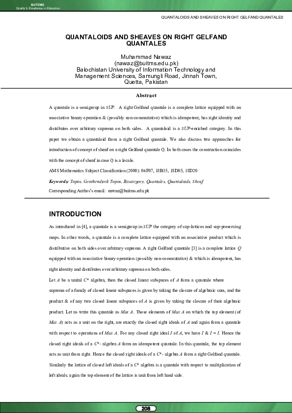 (PDF) Quantaloids and Sheaves on Right Gelfand Quantales