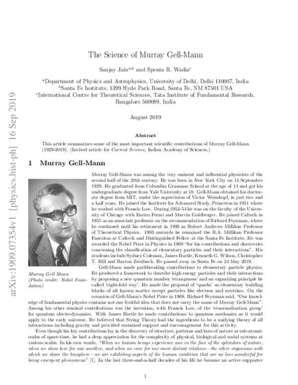(PDF) The Science of Murray Gell-Mann