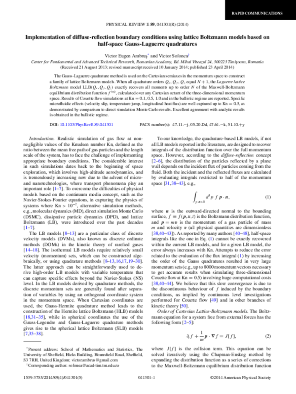 Pdf Implementation Of Diffuse Reflection Boundary Conditions In A