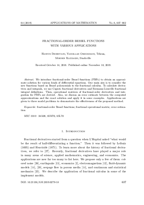 (PDF) Fractional-order Bessel functions with various applications
