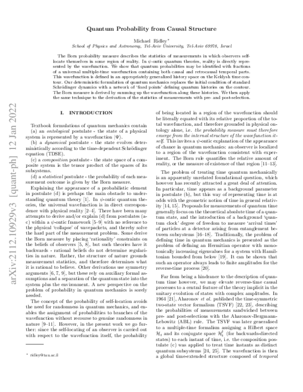 (PDF) Quantum probability from causal structure