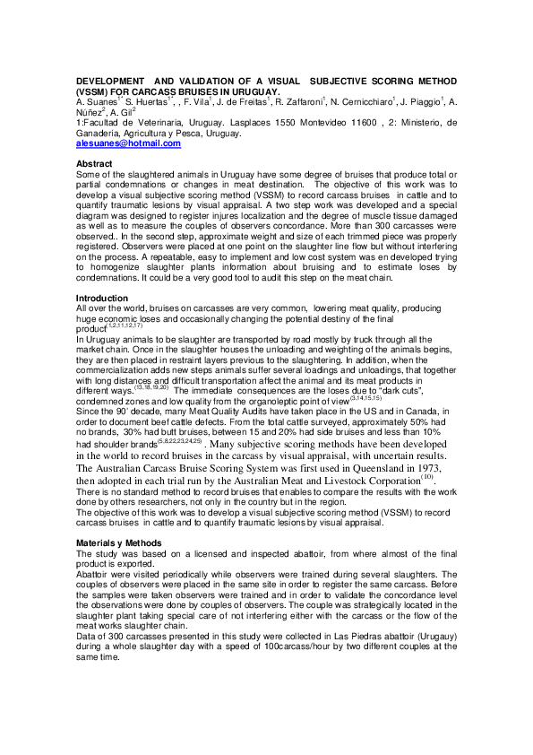 (PDF) Development and Validation of a Visual Subjective Scoring Method ( VSSM ) for Carcass ...