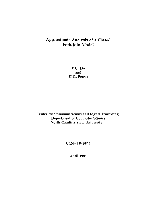 (PDF) Approximate analysis of a closed fork/join model