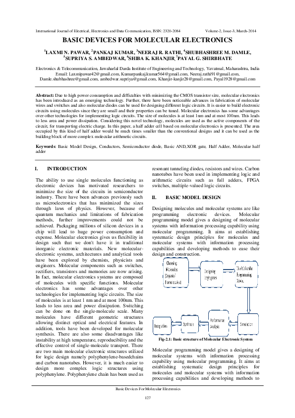 (PDF) Basic Devices for Molecular Electronics