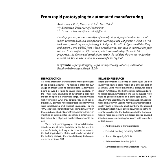 (PDF) From rapid prototyping to automated manufacturing