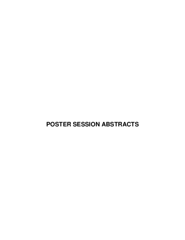 (PDF) Poster Session Abstracts
