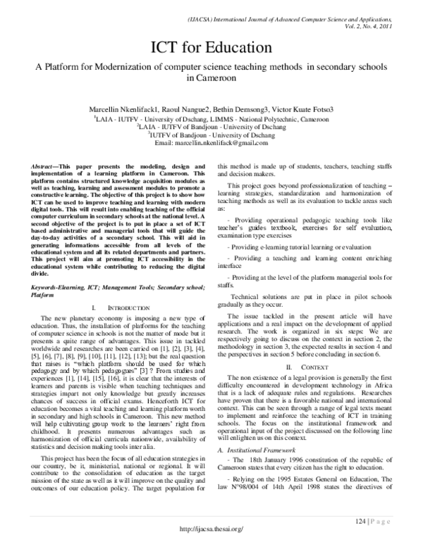 (PDF) ICT for Education