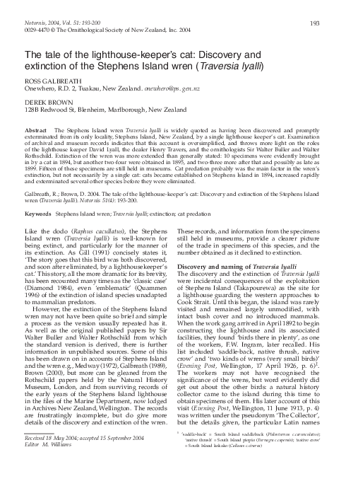 (PDF) The tale of the lighthouse-keeper's cat: discovery and extinction ...