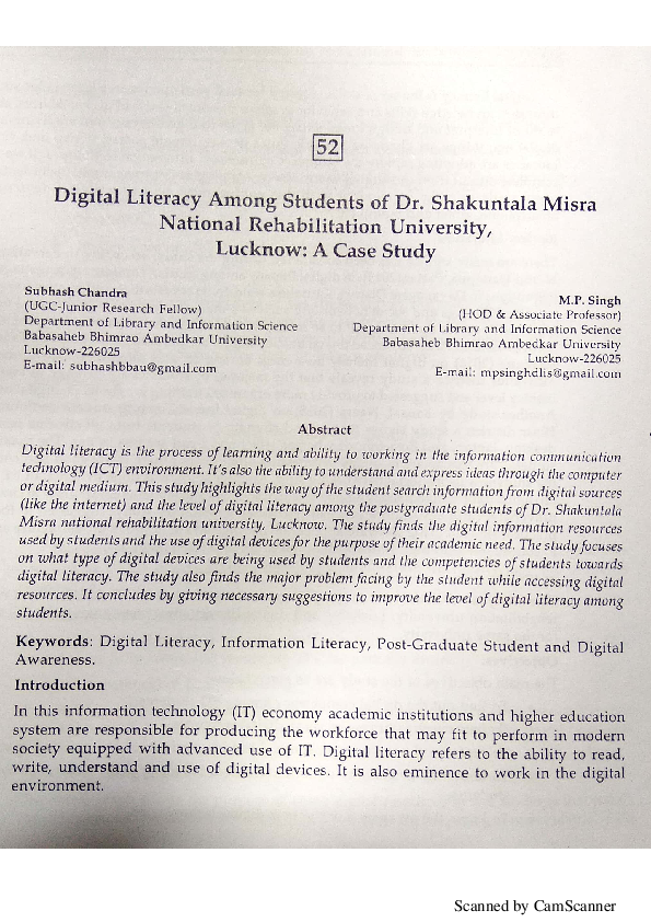 (PDF) Digital literacy among students of Dr. Shakuntala Misra National ...