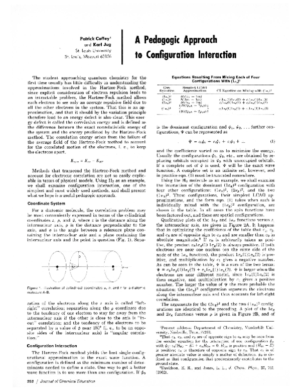 (PDF) A pedagogic approach to configuration interaction