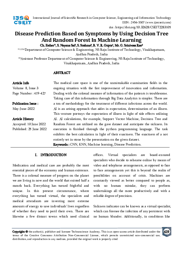 (PDF) Disease Prediction Based on Symptoms By Using Decision Tree And ...