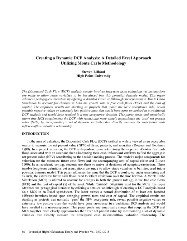 (PDF) Creating A Dynamic DCF Analysis: A Detailed Excel Approach ...