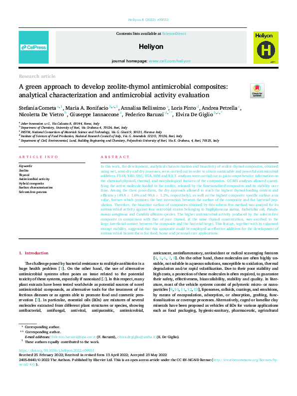 (PDF) A green approach to develop zeolite-thymol antimicrobial ...