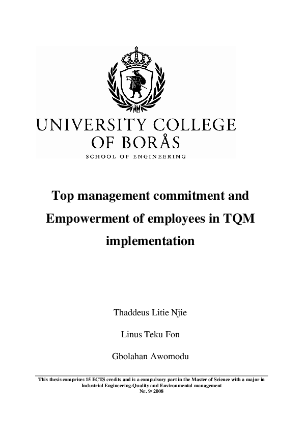 (PDF) Top management commitment and Empowerment of employees in TQM ...