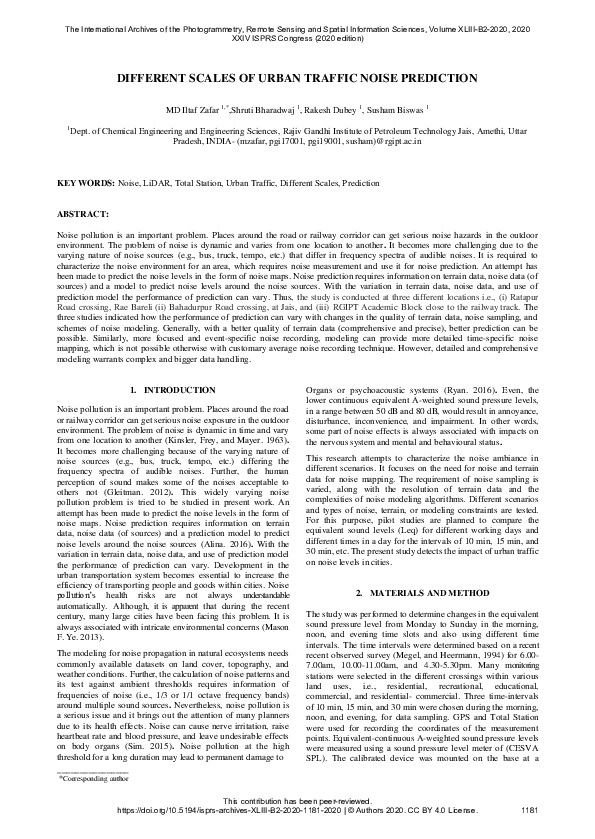Pdf Different Scales Of Urban Traffic Noise Prediction
