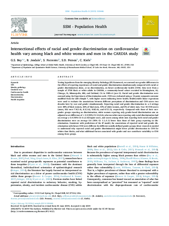 (PDF) Intersectional effects of racial and gender discrimination on ...