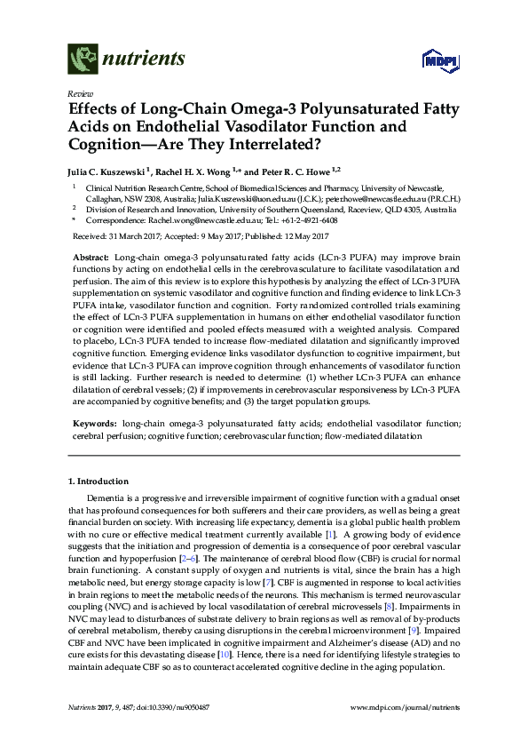 (PDF) Effects of Long-Chain Omega-3 Polyunsaturated Fatty Acids on Endothelial Vasodilator ...